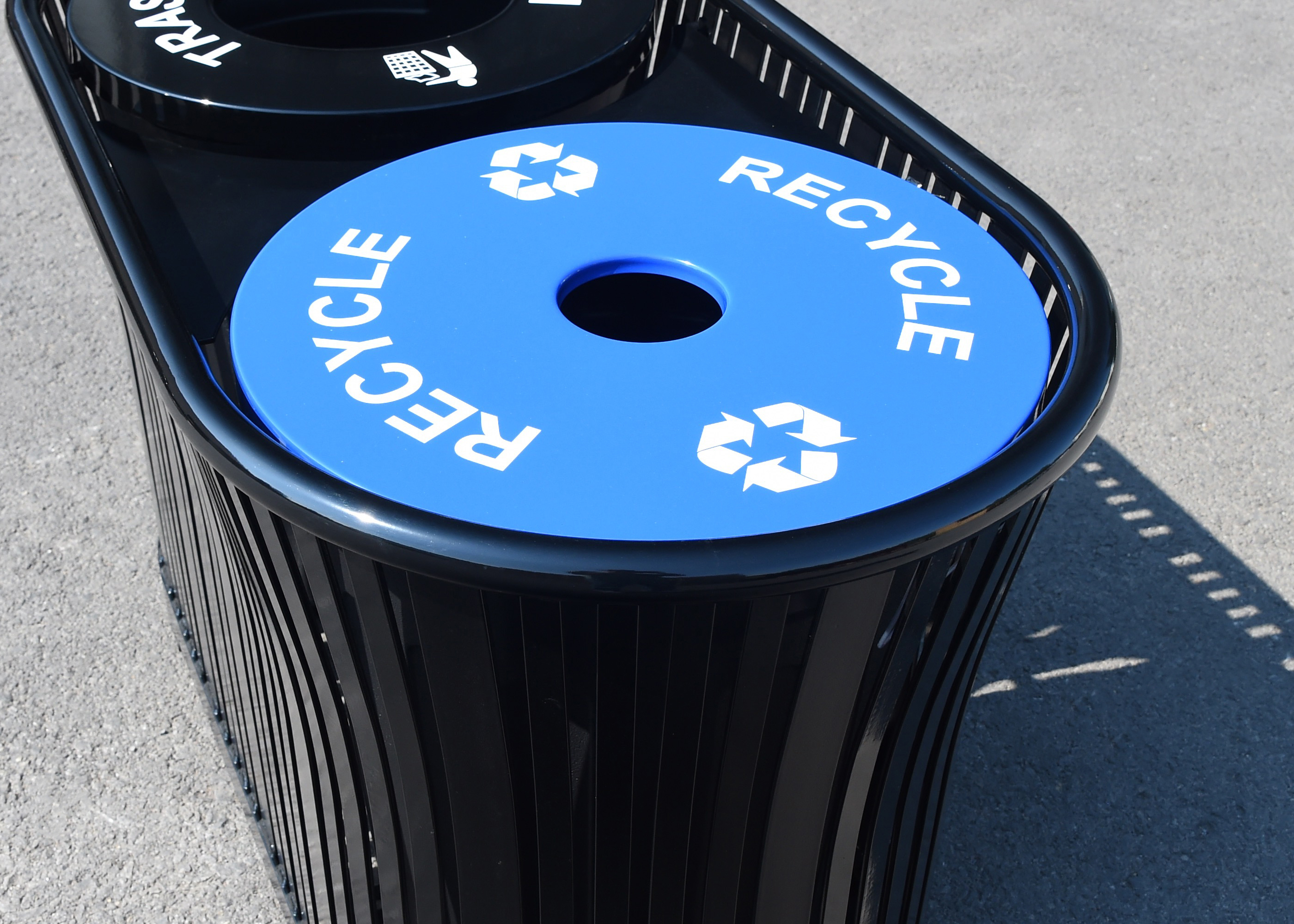 Litter Receptacle Lid Flat W Recycle Hole | Keystone Ridge Designs